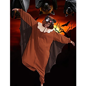 vavalad Adult Bat Onesie Pajamas Animal Cosplay Costume Halloween One-Piece Jumpsuit for women men
