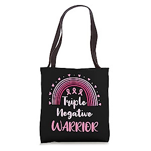 Triple Negative Breast Cancer Awareness Warrior Pink Rainbow Tote Bag