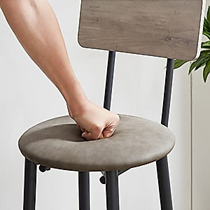 CKLMMC 5 Piece Industrial Bar Table Set,Pub Bistro Table and PU Upholstered Stools with Backrest, Counter Height Dining Table Set for Kitchen Small Space (Grey# Set of 5)