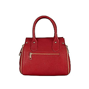 HiLeder Leather Designer Shoulder Tote Purse Satchel Sling Messenger Crossbody Handbag for Women, Medium Size - Red