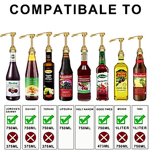 ZTTXL 10 Packs Coffee Syrup Pump Dispenser,Fits 25.4 Oz/750ml Coffee Flavoring Syrup Bottles,No Dripping, Fits Home & Coffee Bar Drinking Mixes,Free 4 Golden Spoons