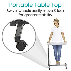 Vive Compact Overbed Table - Over Hospital Bed Tray - Rolling for Home Use or Medical - Adjustable Height, Tilt Top and Swivel Wheels - for Reading, Laptop, Eating, Bedridden, Elderly and Seniors