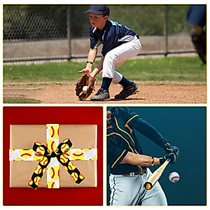 2 Rolls 10 Yards 7/8 Inches Softball Ribbon for Crafts Softball Grosgrain Ribbon for Cheer Bows Team Gift Wrapping Uniform Sewing