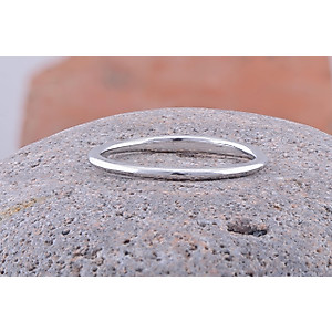 SILVERCLOSEOUT Rhodium Plated Sterling Silver Ladies Dainty Stacking Luck Ring - Size 7