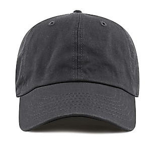 The Hat Depot Unisex Blank Washed Low Profile Cotton and Denim Baseball Cap Hat (Charcoal)