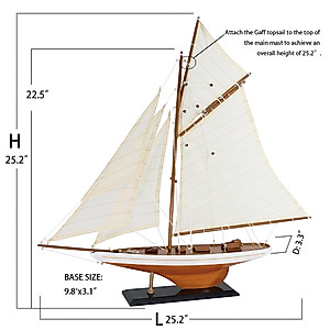 NAUTIMALL 25" Wooden Sailboat Model Classic Columbia America's Cup Ship Nautical Yacht Sailboat Decor