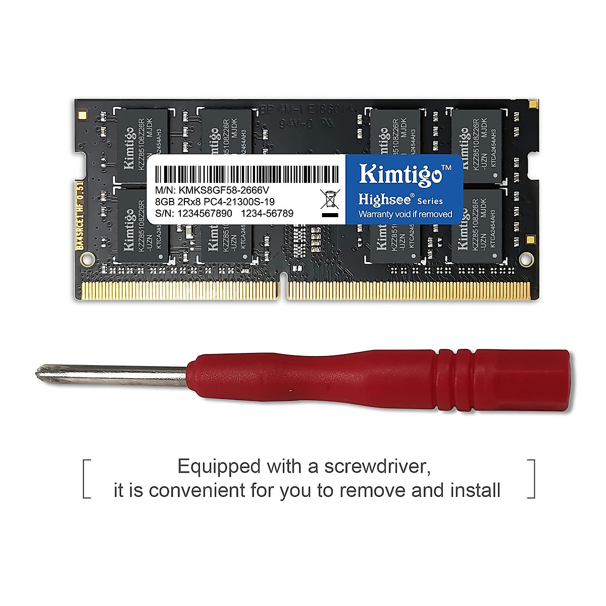 Kimtigo DDR4 2666 8G Laptop Dram 2666MHz (PC4-21300) CL19 (Compatible with 2400MHz or 2133MHz) 1.2V Notebook 1Rx8 Single Rank 260 Pin SODIMM Laptop PC Computer Memory RAM(8GB)