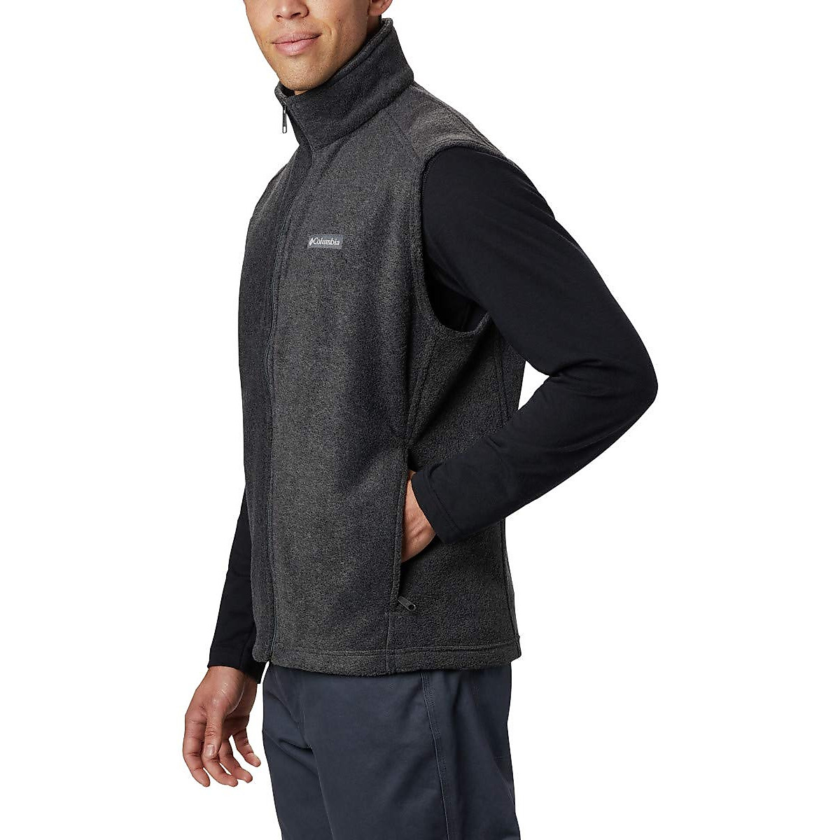 Columbia Mens Steens Mountain Fleece Vest, Charcoal Heather, Small