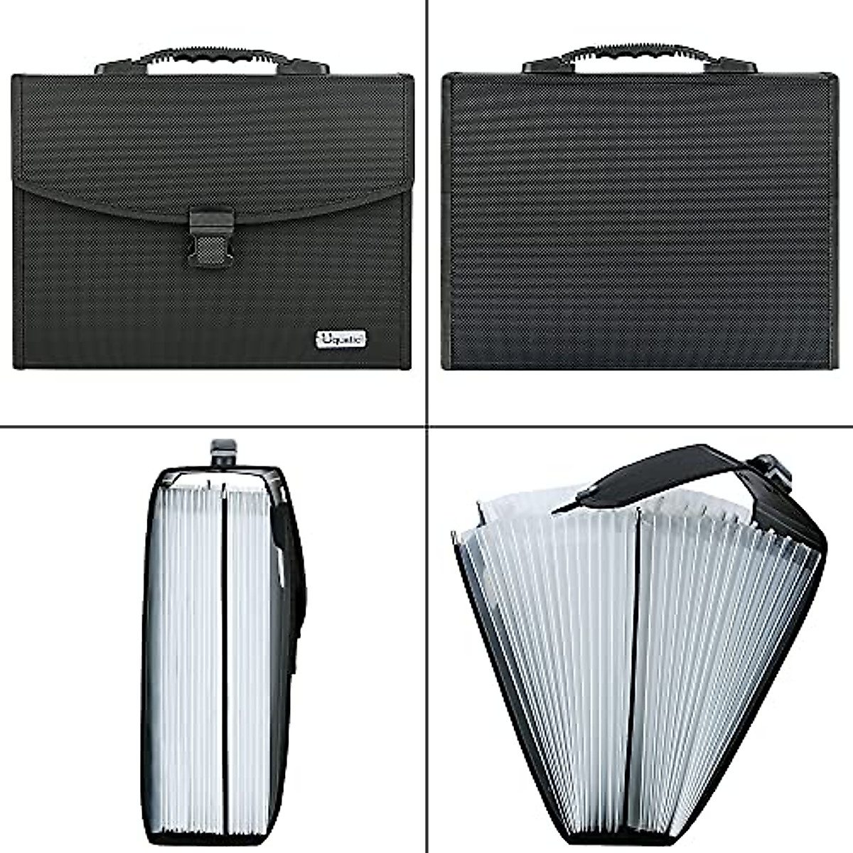 Uquelic 26Pockets Expanding File Folder - Upgraded Durable Buckle, Base with Ergonomic Portable Handle/Large A4 Letter Size Expandable File Organizer/Accordion Filing Document