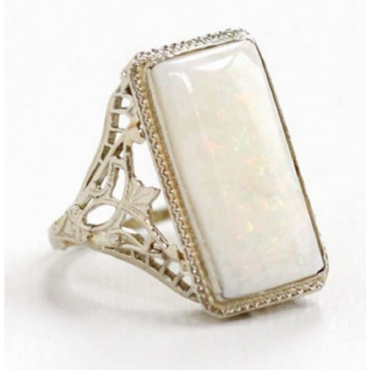 HUKQBUNX Fashion Retro Women 925 Sterling Silver Cut Opal Cubic Zircon Inlaid Carat Engagement Ring Diamond Princess Diamond Wedding Engagement Ring Size 6-10 (Size 7)