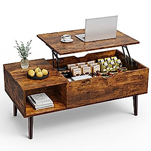 Sweetcrispy Living Room Coffee Table, Retro Brown