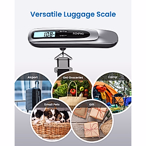 RENPHO Luggage Scale, Suitcase Scale for Travel, Baggage Weight Scale with Backlit, Portable Handheld Scale with Tare Function, Overweight Reminder, Rubber Paint, 110lb/50kg, Battery Included