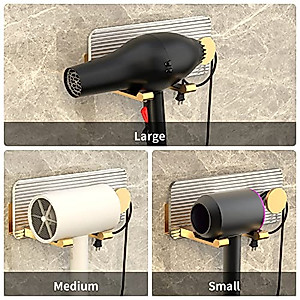 Acliys Hair Dryer Holder Wall Mounted Acrylic Hair Tool Organizer Self Adhesive Blow Dryer Holder for Bedroom & Bathroom Hair Dryer Rack for Dyson Supersonic (Gold)