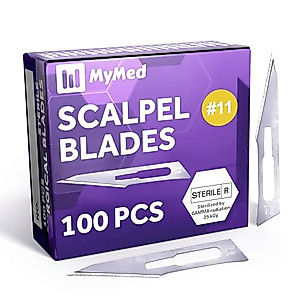 Pack of 100 Disposable Surgical Blades 11, Size 11 Scalpel Blades for Surgical Knife Scalpel, Dermaplaning Tool for Face Professional Dermablade Surgical Blades. 11 Blade, Sterile