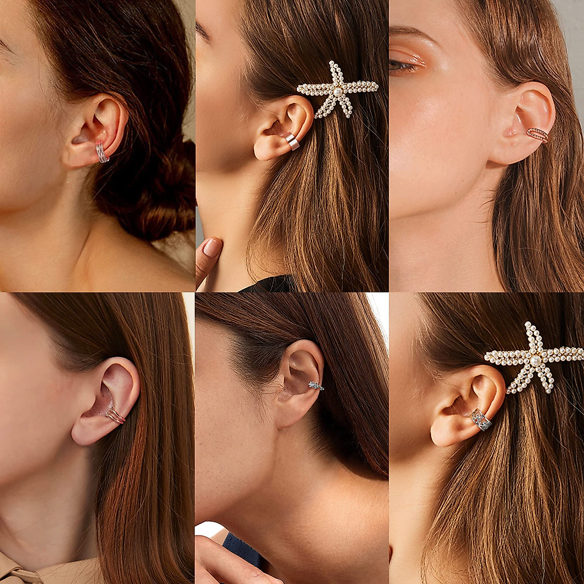 LOYALLOOK 47PCS Ear Cuffs for Women Non Piercing Clip On Cartilage Helix Wrap Ear Clip Earrings Snake Cross Claw Fake Cartilage Earrings, Rose Gold