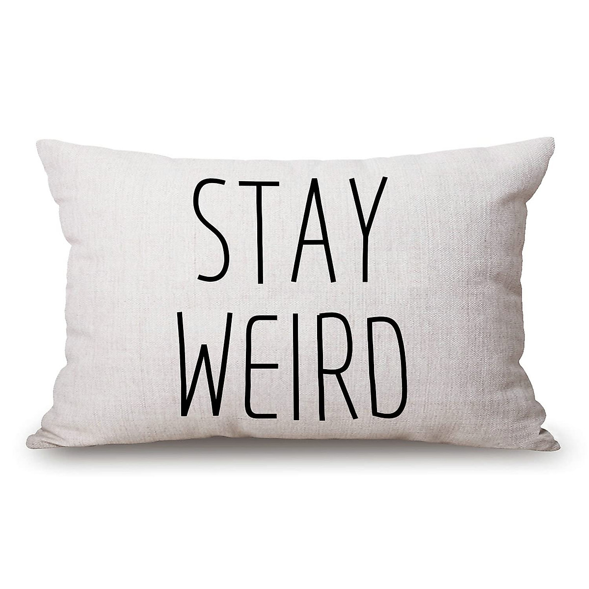 Funny Stay Weird Black White Lumbar Throw Pillow Cover 12x20 Inch Decorative Bedroom Living Room Rectanglar Cushion Case for Bed Sofa Couch
