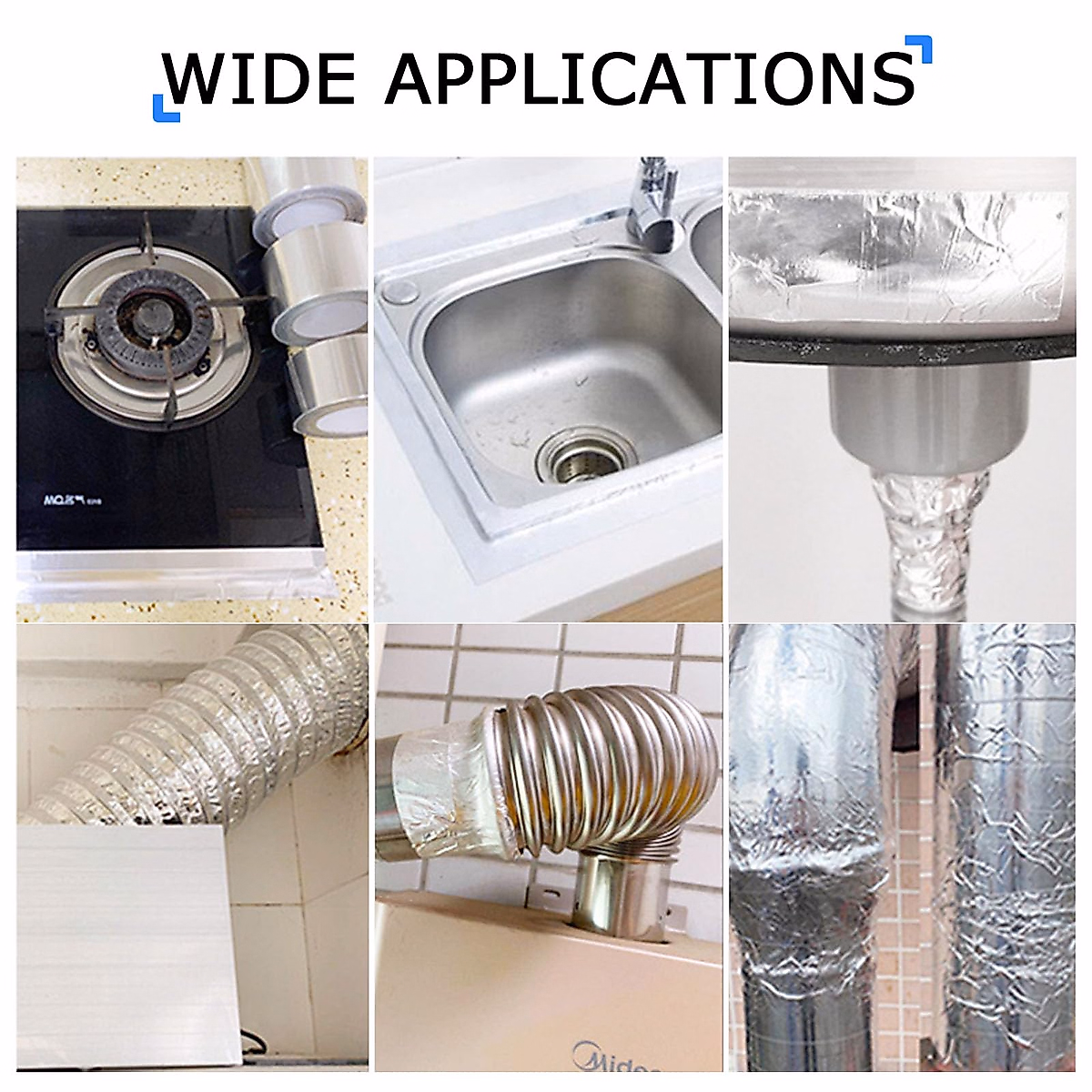 Premium Aluminum Foil Tape, Silver Duct Tape Heavy Duty, Metal, Heat Resistant, Waterproof, High Temperature Sealing Adhesive Tape for Ductwork Dryer Vent HVAC Insulation (2in x 65ft x 3.9mil, 1 Roll)