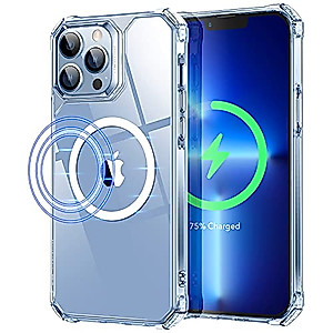 ESR Air Armor Magnetic Case with HaloLock Compatible with iPhone 13 Pro Case, Compatible with MagSafe, Military-Grade Protection, Yellowing-Resistant Hard Back, Shock-Absorbing Corners, Clear