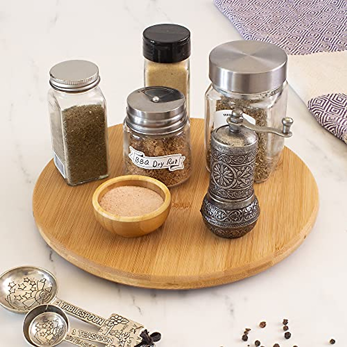 TB Home 10” Bamboo Lazy Susan Organizer for Kitchen, Turntable for Cabinet, Table or Pantry