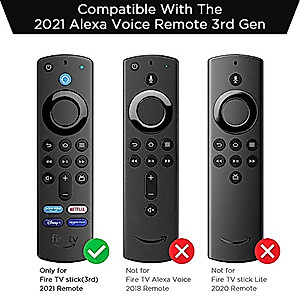 3 Pack Case for Alexa Voice Remote 3rd Gen 2021, Protective Cover for Fire TV Stick 4k 2021 Remote Control Replacement All-New Silicone Sleeve Skin Holder Protector-Glow Blue,Glow Green,Red