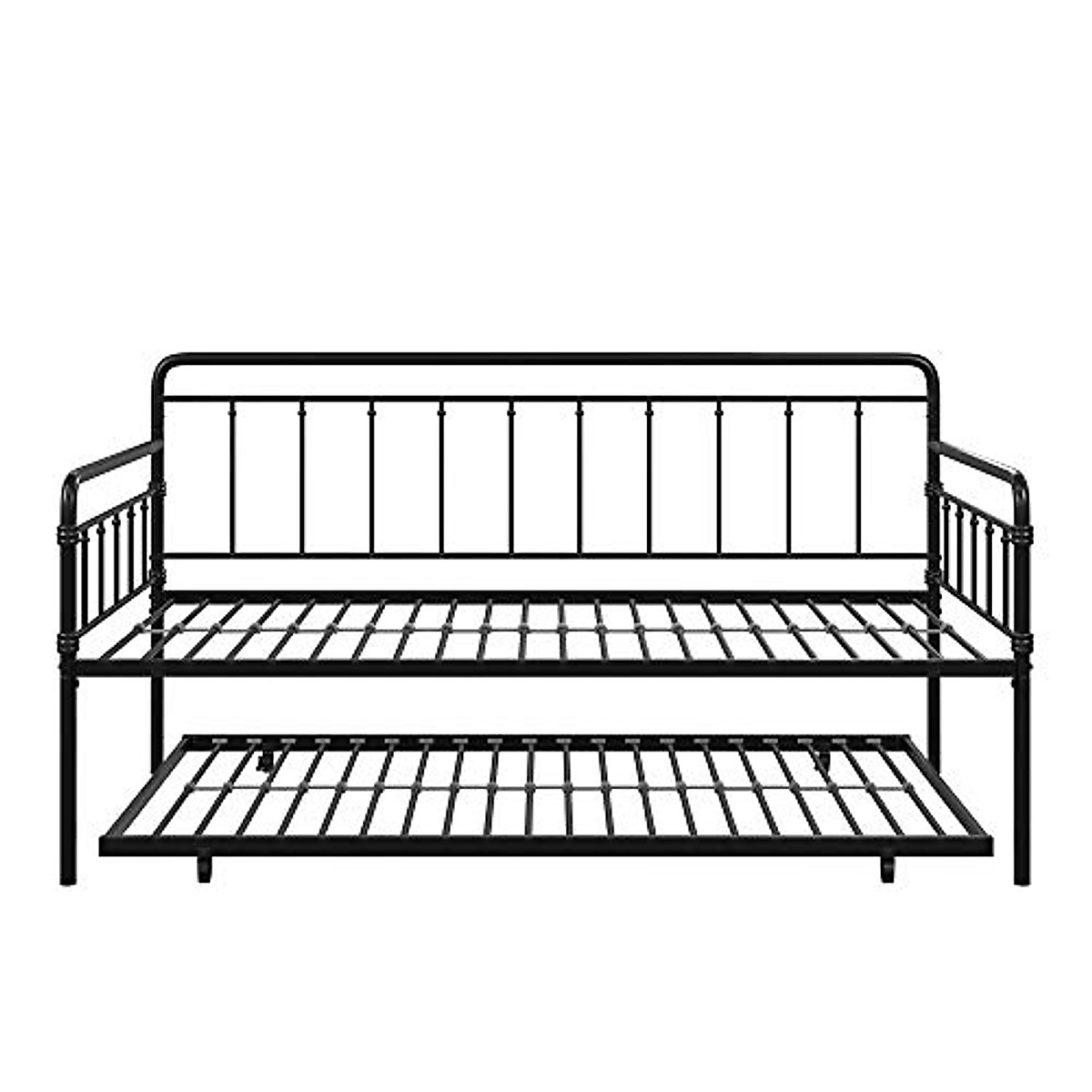 DHP Winston Metal Daybed and Roll Out Trundle, Sturdy Metal Frame, Multifunctional Piece, Black - Twin
