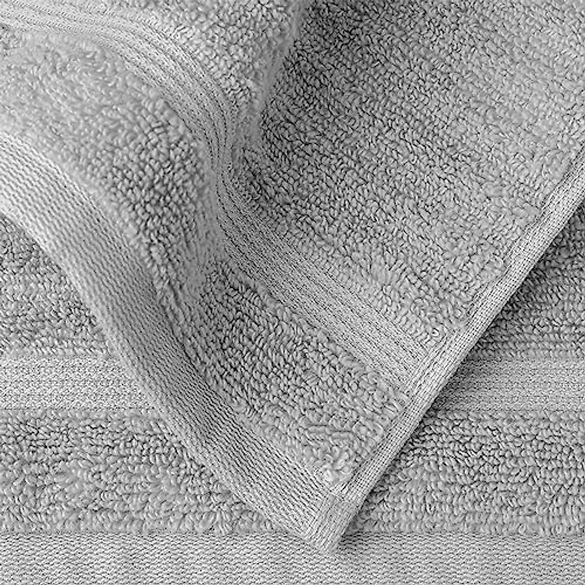 MARTHA STEWART 100% Cotton Bath Towels Set Of 6 Piece, 2 Bath Towels, 2 Hand Towels, 2 Washcloths, Quick Dry Towels, Soft & Absorbent, Bathroom Essentials, Towel Sets For College Dorm, Textured Gray