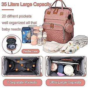 HuangDa Diaper Bag Backpack, Multifunction Baby Diaper Bags, Waterproof Baby Essentials Travel Bag for Baby Girl Boy, Large Capacity Mommy Bag with Changing pad & Stroller Straps & Pacifier Case
