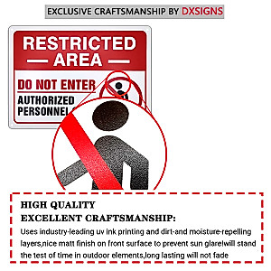 No Access Sign,Restricted Area Sign,Authorized Personnel Only,10x14 Inch Rust Free Aluminum, UV Ink Printing,Indoor or Outdoor Use for Home and Business(2-Pack)