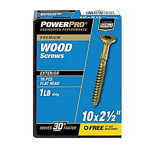 Power Pro Premium Exterior Wood Screws (#10 x 2-1/2") - 1lb Box