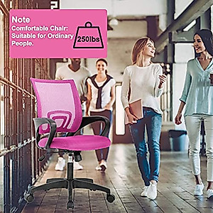 Tffnew Mesh Office Chair Ergonomic Computer Desk Chair Adjustable Home Office Desk Chair with Lumbar Armrest Support Modern Rolling Swivel Chair for Women&Men Adults(Pink)