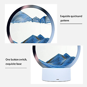 Desniltol 3d Moving Sand Art Picture Desk Lamp, 360° Rotating Hourglass Lights, RGB Color Changing Table Lamp,Sand Art Liquid Motion Colorful Creative Sea 3d Glass Quicksand Painting Night Light(Blue)