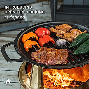 Solo Stove Bonfire Cast Iron Grill Cooking Bundle 2.0 | Smokeless Fire Pit, Stand, Grill & Hub, Wood Burning, Removable Ash Pan, Stainless Steel/Cast Iron, Height: 63 cm, Diameter: 44,5 cm, 20,3 kg