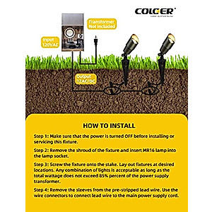 COLOER Die-cast Brass Low Voltage Spotlight, Outdoor Spot Lights for Yard,12V AC/DC LED Landscape Lighting Fixture, Directional Garden Patio Spot Up Light(Bronze, 1-Pack Without Bulb,101B)