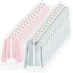 Amylove Set of 50 24'' x 32'' Clear Garment Bags Full Zipper Suit Bags Lightweight Clothes Cover for Hanging PEVA Clothes Protectors for Hanging Clothes Breathable Dust Cover Plastic Garment Bags