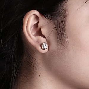 Amazon Collection Yellow Gold Plated Sterling Silver Halo Earrings set with Asscher Cut Infinite Elements Cubic Zirconia (1 cttw)