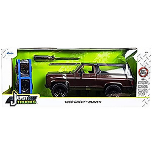 1980 Chevy Blazer Dark Brown Metallic with Black Top with Extra Wheels Just Trucks Series 1/24 Diecast Model Car by Jada 33017