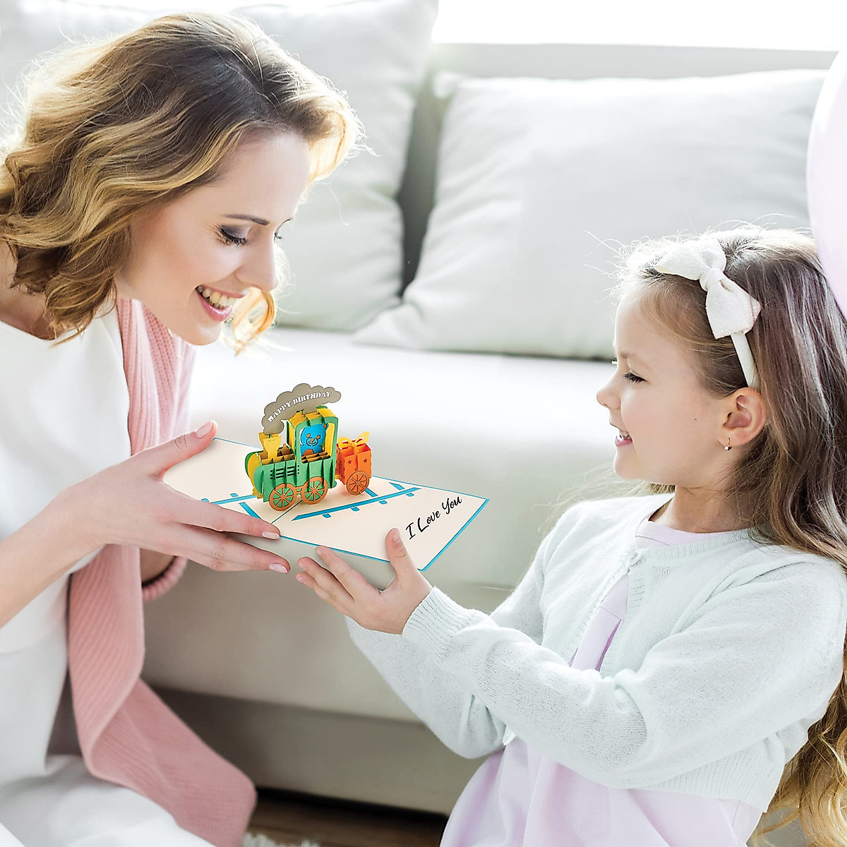 ioyounow Pop Up Birthday Card – 6x12 Birthday Train Gift Card | Colorful Greetings Card for Kids and Adults – 3D Pop-up Birthday Card for Kids | Popup Card for Special Day – Mom Birthday Card