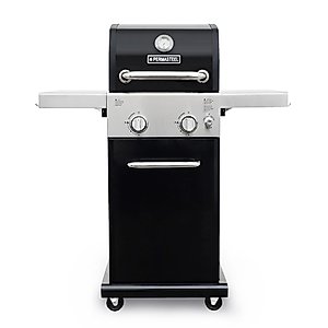 Permasteel 2-Burner Propane Gas Grill, BBQ Grill with Foldable Side Tables & Tool Hooks, Perfect for Outdoor Cooking, Patio & Garden, Black