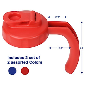 2 Pack Wide Mouth Mason Jar Lids with Handle, Airtight & Leak-proof Seal, Easy Pouring Spout, Turns your Mason Jar into Pitcher, Silicone Seal Gasket, Jars not included