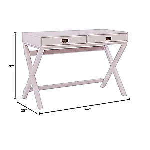 Linon Light Pink Rose Gold Hardware Jaycee X Base Writing Desk