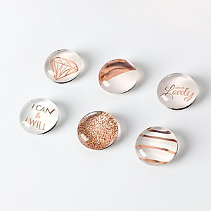 MEI YI TIAN Rose Gold Fridge Magnets Round Glass Magnets for Decorative Refrigerator, Dry Erase Board, Whiteboard Calendar Maps, 30mm(1.18") 6pcs/Pack