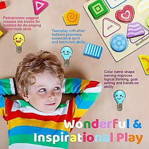 BettRoom Wooden Colorful Shape Puzzle Preschool Gifts Toys for 1 2 3 Year Old Boys Girls Baby Infant Kid Learning Educational Travel Toy
