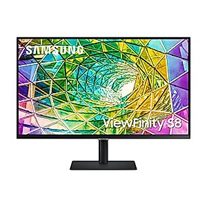 SAMSUNG ViewFinity S80A Series 27-Inch 4K UHD (3840x2160) Computer Monitor, HDMI, USB Hub, HDR10 (1 Billion Colors), Height Adjustable Stand, TUV-Certified Intelligent Eye Care (LS27A804NMNXGO),Black