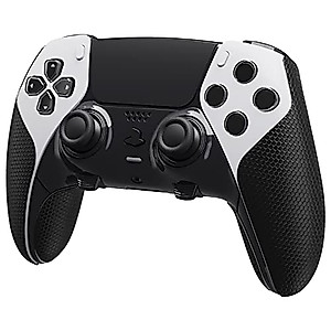 PlayVital Anti-Skid Sweat-Absorbent Controller Grip for ps5 Edge Wireless Controller, Professional Textured Soft PU Handle Grips Anti Sweat Protector for ps5 Edge Controller - Black