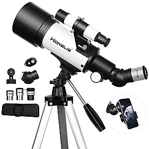Telescope, 70mm Aperture 500mm Telescopes for Adults Astronomy & Kids Beginners, Fully Multi-Coated Travel Refractor Telescopes with Phone Adapter, Wireless Control, Astronomy Gift for Kids