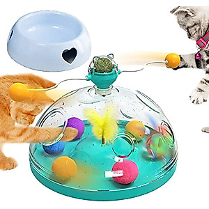asdtrpoi Cat Toys for Indoor Cats Interactive Cat Toy Puzzles Smart stimulating Mental Stimulation Brain Games Teaser Catnip Ball Track Balls with Feather and Pet Bowl