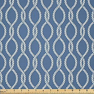 Ambesonne Nautical Fabric by The Yard, Oceanic Art Themed Monochrome Pattern of Integrating Look Modern Stripes Print, Microfiber Fabric for Arts and Crafts Textiles & Decor, White Sea Blue