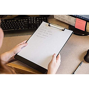 Black Plastic clipboards (Set of 6) Multipack - 12.5x9 Inch Black Clipboard with 100 Sheets Holding Capacity Low Profile Clip | Colored Acrylic Clip Boards in Bulk for Kids & Professionals