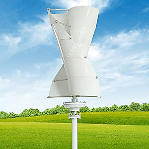 HUIZHITENGDA 12V 24V 48V 220V Vertical Wind Turbine Generator,4000W 10 Blade Home Spiral Wind Power Turbine Generator for Home Or Camping(White),220v