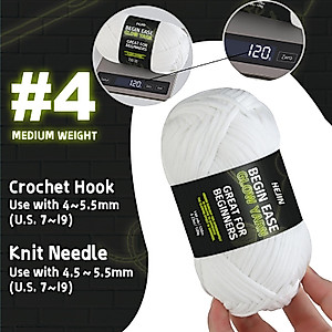 120g Glow in The Dark Yarn for Crocheting and Knitting; 120m(144yds) Yarn for Beginners with Easy-to-See Stitches; Worsted-Weight Medium #4; Yarn for Beginners Crochet Kit Making